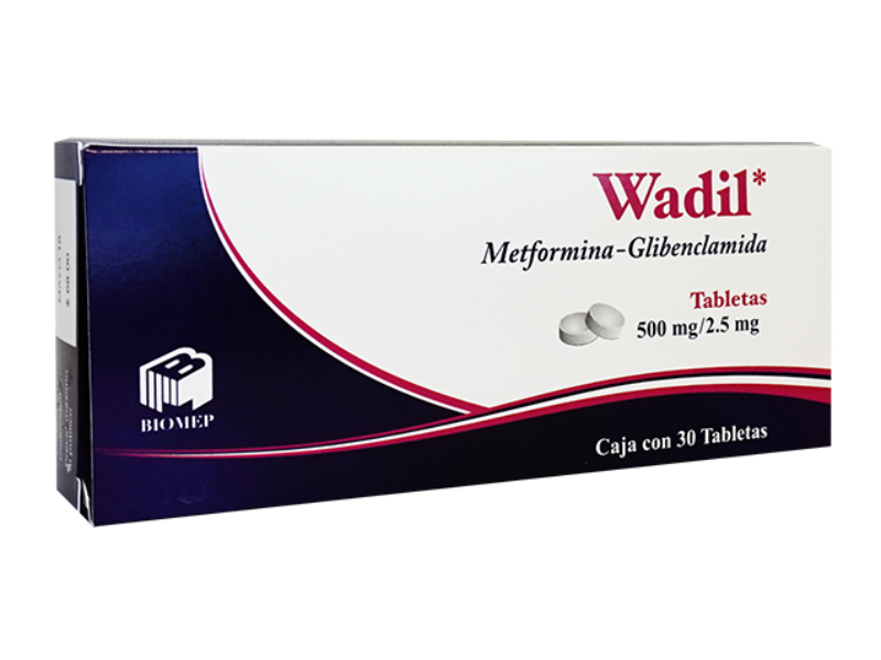 Wadil Metformina / Glibenclamida Tabletas De 500/2.5 Mg. Caja Con 30 ...